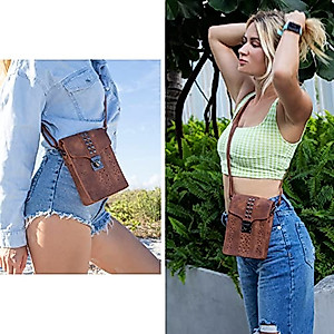 MINICAT Women RFID Blocking Small Crossbody Bags Cell Phone Purse Wallet With Credit Card Slots(Brown-Thicker)