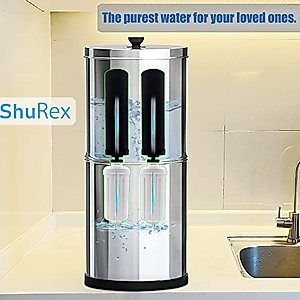 ShuRex Replacement Fluoride Water Filter and Black Purification Elements, Compatible with Berkey and other Gravity Filtration System (Pack of 2 x white fluoride + 2 x Black Filters)