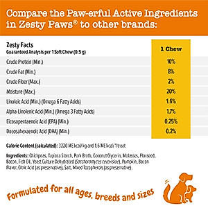 Zesty Paws Training Treats for Dogs & Puppies - Healthy Dog Treats for Hip, Joint & Muscle Health - Puppy Training Treats - for All Breeds and Ages - Dog Treats for Training - Bacon Flavor - 12oz