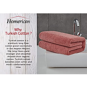 HOMERICAN Oversized Bath Towels Extra Large - Fluffy & Soft Oversized Turkish Bath Sheet - Quick Dry, Absorbent & Machine-Washable Cotton Towels for Bathroom, Hotel or Spa - 40x80, 600 GSM Terracotta