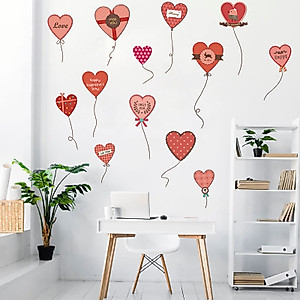 Valentine's Day Wall Decals Heart-Shaped Balloon Wall Stickers DIY Removable Mural for Nursery Baby Room Bedroom Doors Windows Valentine's Day Party Wall Decor