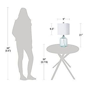 Catalina 23102-001 Coastal Translucent Glass Table Lamp with Linen Shade, 21", Sea Foam Green