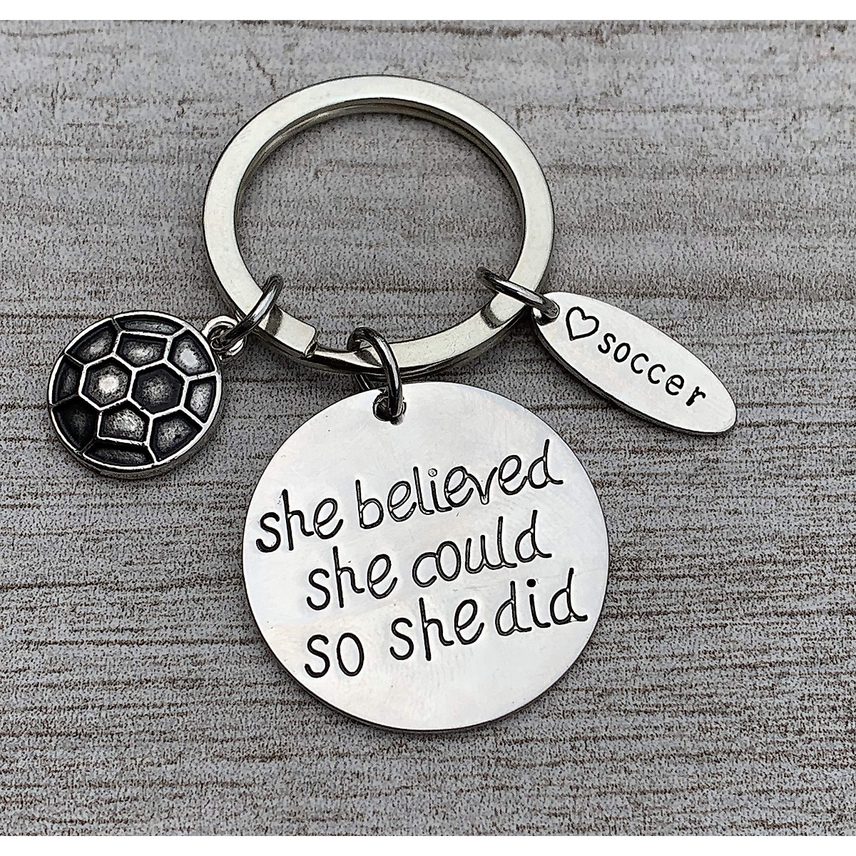 Infinity Collection Soccer Keychain, Soccer She Believed She Could So She Did Keychain, Soccer Gifts for Players and Soccer Teams
