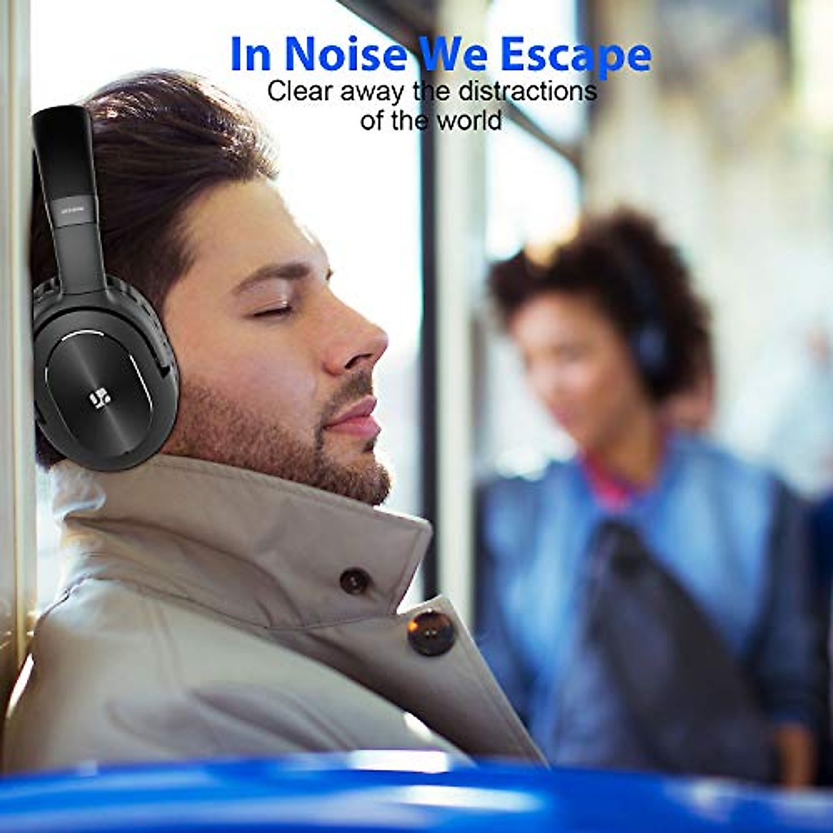 Active Noise Cancelling Headphones, Bluetooth Headphones Over Ear with Mic Deep Bass Hi-Fi Sound, 30Hrs Playtime ANC Wireless Headphones Comfortable Protein Earpads, for Traveling Cellphone PC TV