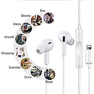 Lightning Headphone iPhone Headphone Earbuds with Lightning Connector(Built-in Microphone & Volume Control)[Apple MFi Certified] in-Ear StereoCompatible with iPhone 13 Pro Max/12/11/X/SE/8 7 - All iOS