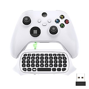 Controller Keyboard for Xbox Series X/S, Wireless 2.4G Ergonomic USB Gamepad Keypad QWERTY Chatpad with Audio and Headset Jack for Game Live Chat Compatiable with Xbox Series S/Series X/One/One S