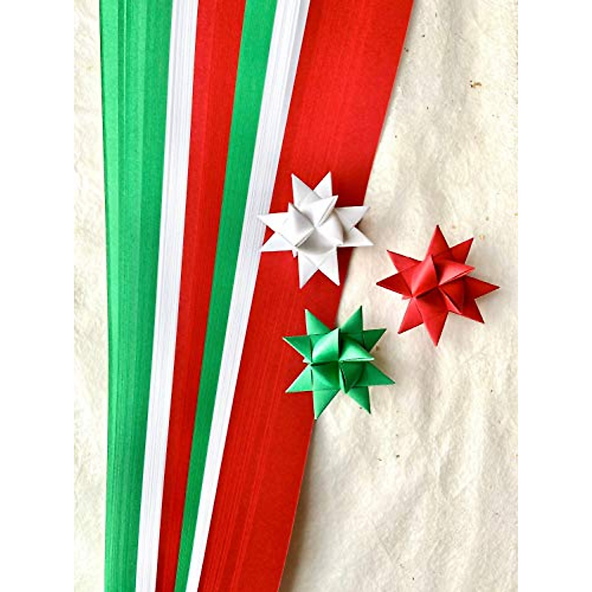 1" Red, Green, White Holiday~ Paper Strips for German, Froebel, Moravian Stars & Weaving