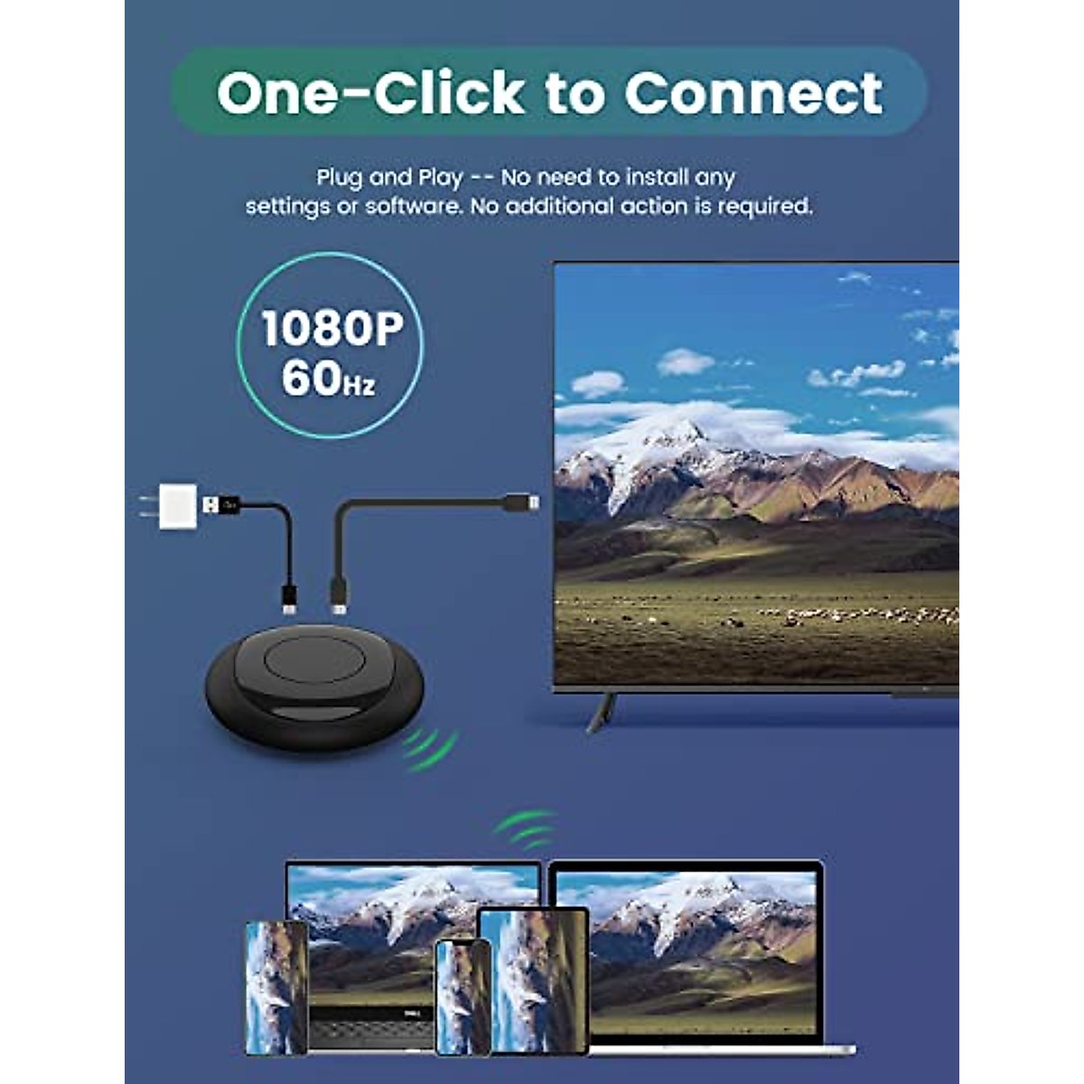 OSDTKRU Wireless HDMI Display Dongle Adapter 4K,Streaming Media Video/Audio/File HDMI Wireless Extender ,No Delay, Streaming Video/Audio from Laptop, PC, Smartphone to HDTV Projector