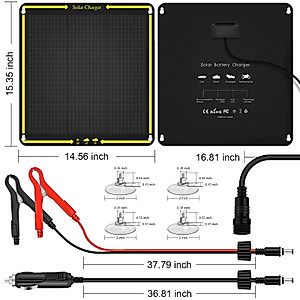 Solar Trickle Charger,20W 12V Solar Panel Car Battery Charger, Solar Battery Maintainer Built in MPPT,IP65 Waterproof Solar Car Battery Charger for Car,Boat,RV,Trailer,Motorcycle & Lawn Mower