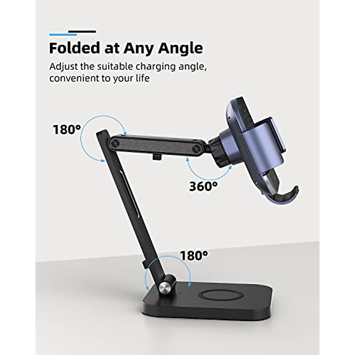 ANPULES Wireless Charger Stand for Z Fold 4/3/2, Aluminium Alloy Charging Station [3 Coils] 2 in 1 Charger Station for Samsung Galaxy Buds 2 Pro/Pro / 2 / Live and Z Fold Series（Include 20W Adapter）