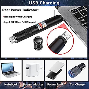IVVTRYI Red Beam High Power Laser Pointer with USB Charging (Black), 2200 Meters Range for Night Astronomy, Outdoor Camping, Hunting and Hiking