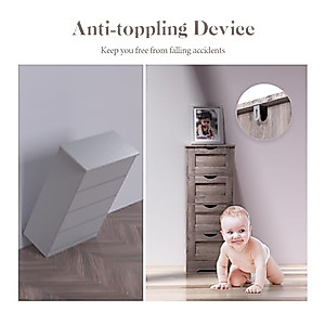 Gecheer Free-Standing Cabinet Wooden Floor Storage Organizer Tall Storage for Bathroom, Living Room with 4 Drawers and 1 Adjustable Shelf