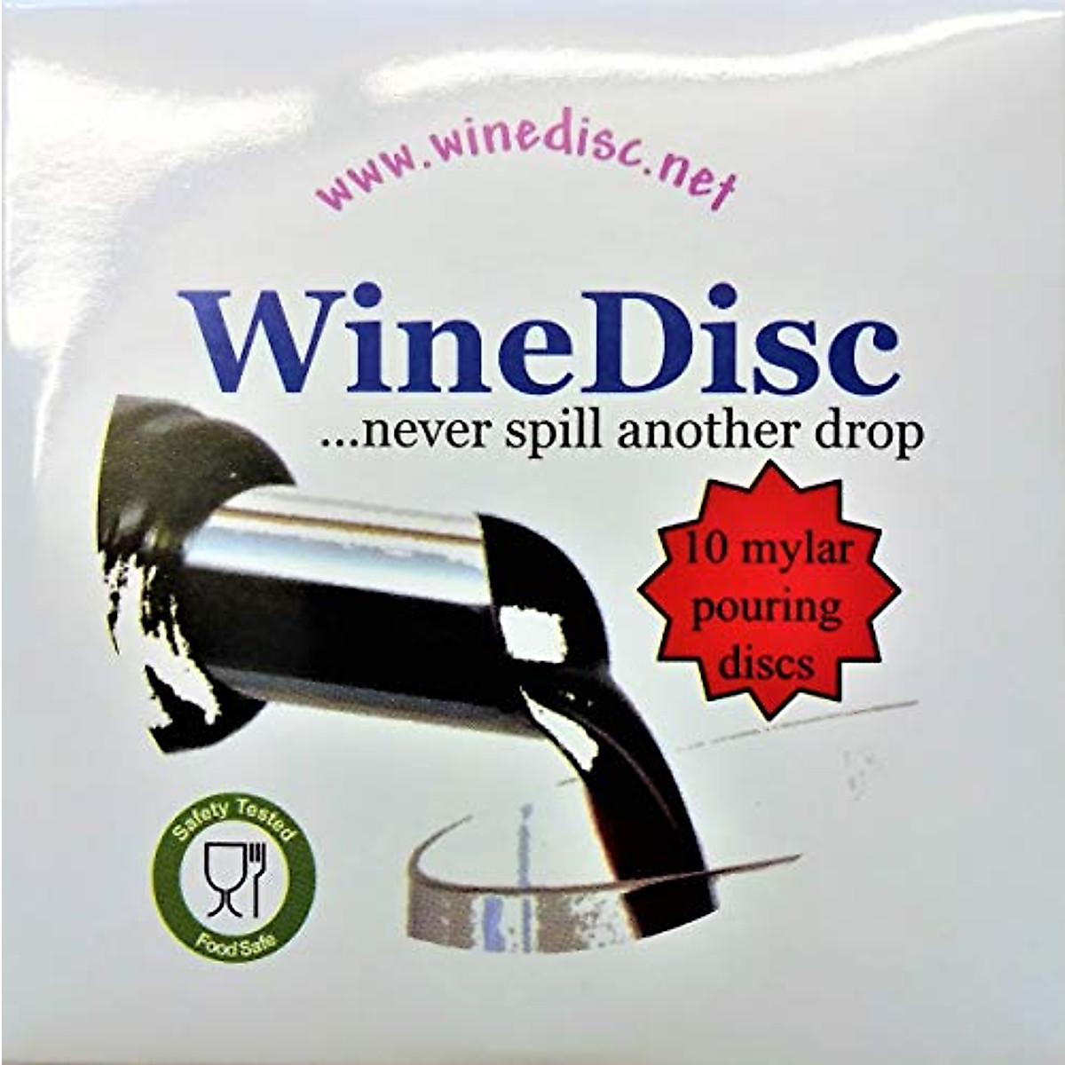 WineDisc The Original - Drop Stopping Flexible Pour Spout (10) Silver
