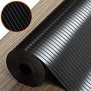 SinhRinh Drawer and Shelf Liner, 12IN x 20FT Non Slip Non Adhesive Cabinet Liner for Kitchen and Desk - Black Ribbed