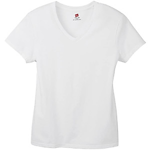 Hanes womens Nano Premium Cotton V-neck Tee fashion t shirts, White, X-Large US