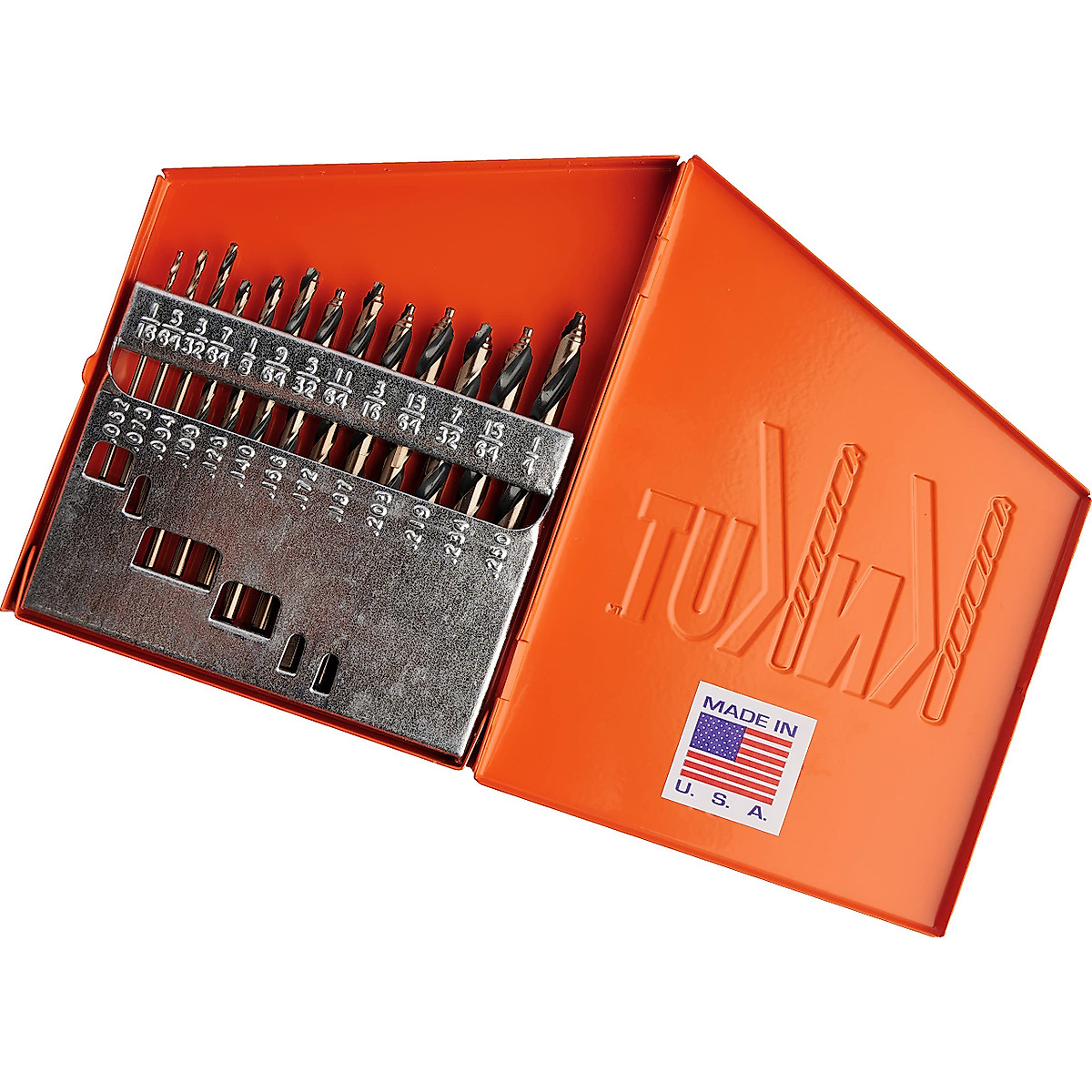 KnKut 13 Piece Mechanics Length Step Point Drill Bit Set 1/16"-1/4" by 64ths