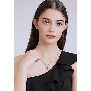 CELESTIA Sterling Silver Elephant Necklace for Women Mother and Daughter Elephant Pendant Jewelry Elephant Gifts for Women Bonus Mom Grandma Wife Aunt