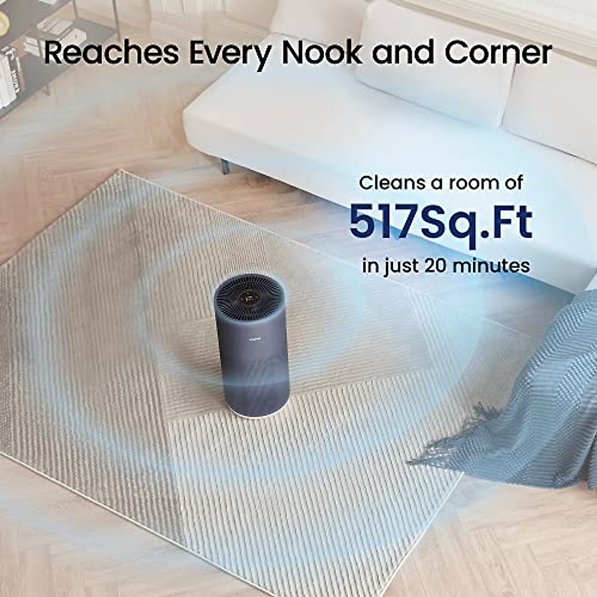 Smartmi Air Purifier 2 for Home Large Rooms, Allergy Air Purifier, H13 True HEPA Filter for Pollen, Dust, Smoke and Mold, UV Light Disinfection with Smart Control, Quiet