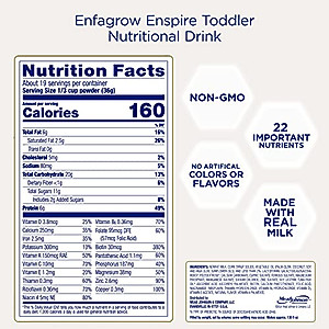 Enfagrow Enspire Toddler Nutritional Drink with Lactofrerrin, DHA, and MFGM for Brain Support and Immune Health, Non-GMO, Powder Tub 24 Oz, Pack of 4