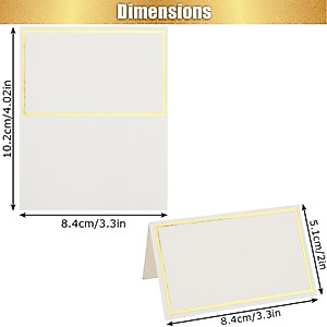 200 PCS Place Cards with Gold Foil Border, Paper Name Place Cards for Table Setting, Blank Table Tent Place Cards for Weddings, Banquets, Birthday Events, Dinner Parties and any other Events