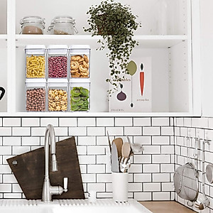 Vtopmart 6 PCS Airtight Food Storage Containers, BPA Free Plastic Snack Containers with Easy Lock Lids, for Kitchen Pantry Organization and Storage, Include 24 Labels, 0.8L