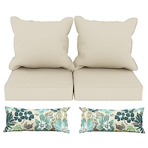 BPS Sofa Cushion 24' x 24' Patio Furniture Outdoor Deep Seat Single Chair Back Olifen Fabric Slipcover Sponge Foam