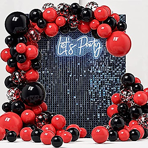 24 Panels Black Shimmer Wall Panels Backdrops, Square Sequins Backdrops with 3D Effect, Large Black Photo backdrops for Christmas, Birthday, Graduation, Wedding, Party Decoration and Home Decoration