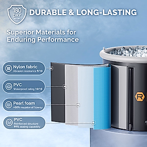 Ice Bath Tub for Athletes, 116 Gal XL Cold Plunge Tub for Recovery and Cold Water Therapy, Portable Multiple Layered Ice Pod Barrel for Outdoor, Inflatable Icebath Tub at Home