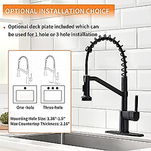 OWOFAN Black Kitchen Faucets with Pull Down Sprayer Industrial Single Handle One Hole Or 3 Hole Faucet for Farmhouse Camper Laundry Utility Rv Wet Bar Sinks