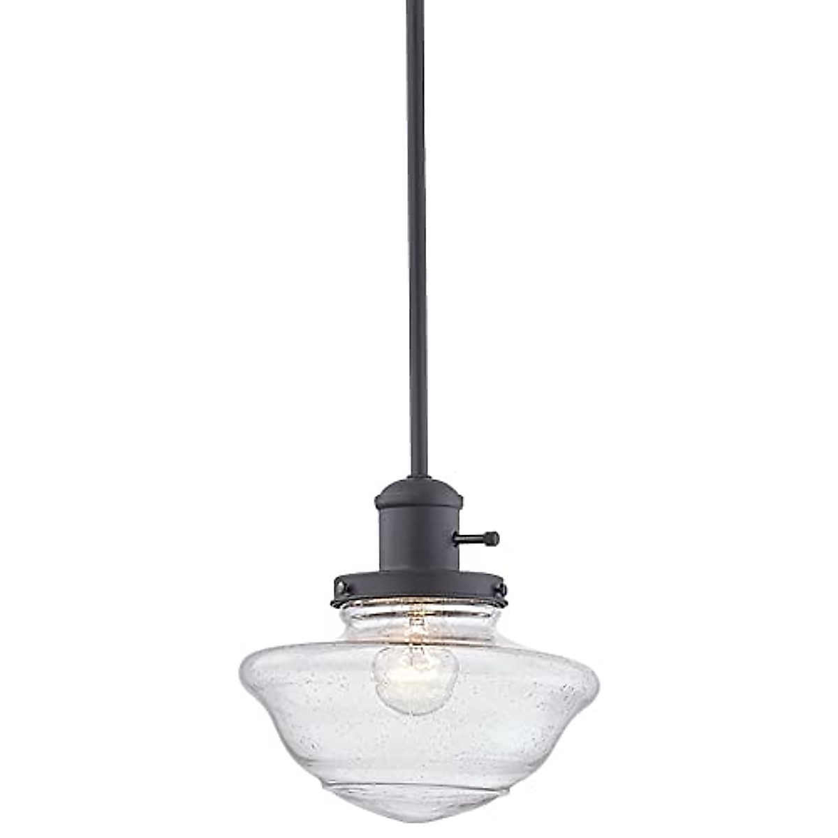 Design House 587451 Schoolhouse Modern Industrial Farmhouse Indoor Dimmable Pendant Light with Clear Seedy Glass for Kitchen Dining Bar Area, Matte Black