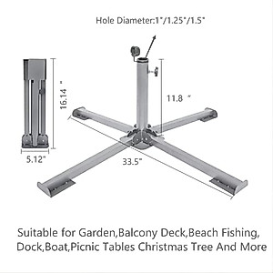YEUQWJ Foldable Patio Umbrella Base Holder，Tempered Iron Umbrella Stand Bracket，Portable Outdoor Sunshade Anchor， Christmas Tree Support
