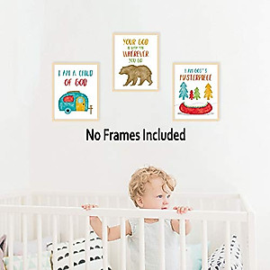 HLNIUC Colorful Bible Verse Canvas Posters ,Kids Inspirational Quotes Wall Art Set of 6(8”X10”,Unframed),Woodland Animals Art Print For Children’ s Classroom,Playroom Nursery Decor