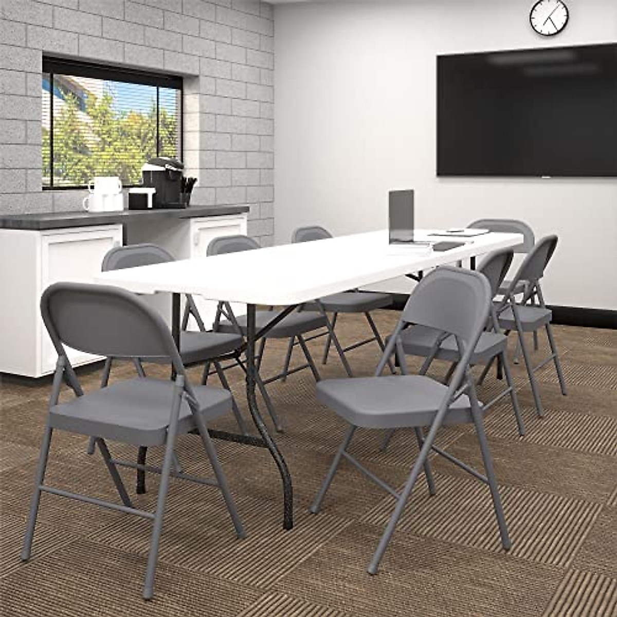 CoscoProducts COSCO All- Steel Folding Chair, 4-Pack, Gray