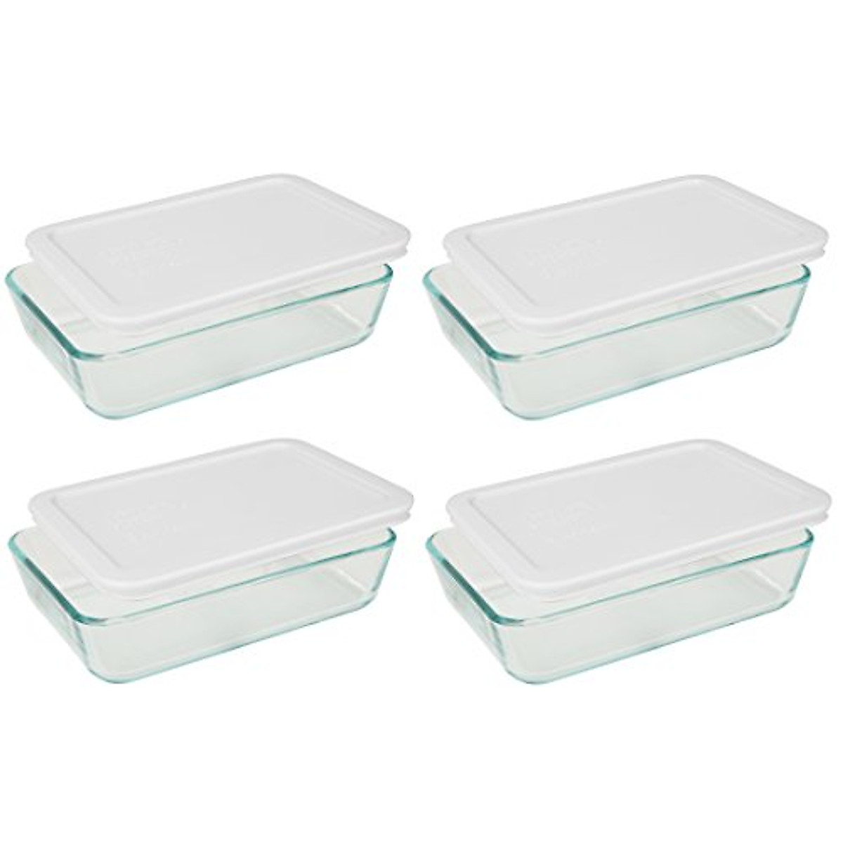 3-Cup Rectangle Food Storage (Pack of 4 Containers) (3 cup, Box of 4 Containers, White lid)