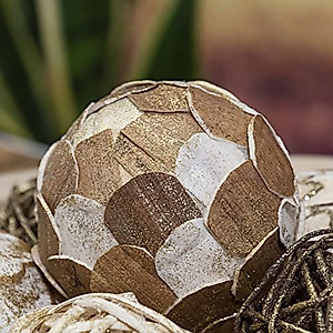 ANDALUCA Natural Tones Vase & Bowl Fillers Decorative Balls | Home Decor (Golden Orbs)