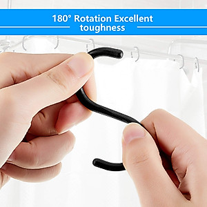 24 Packs Plastic Shower Curtain Rings Hooks for Bathroom Shower Window Rod (Black)