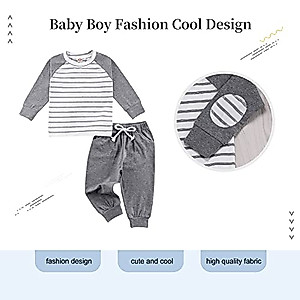 Baby Boy Clothes Stripe Long Sleeve T-Shirt Tops Sweatsuit Pants Sets Toddler Boy Fall Winter Outfits Sweater