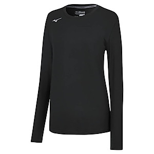 Mizuno womens Long Sleeve Attack Tee Shirt, Black, XX-Small