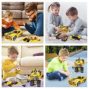Sciencow 2-in-1 Build a Robot Kit,901 Pieces Remote & APP Controlled Robot or Race Car,Robotic Building Blocks Toys STEM Projects for Kids Ages 8 9 10 11 12 13 14,Chirstmas Birthday Gift for Boys