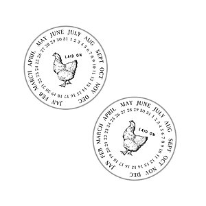 Laid On Date Stickers | 50 Pack | 2" Round Stickers | Farm Fresh Stickers, Egg Carton Stickers, Date Stickers for Fresh Eggs | White and Black with Chicken Design