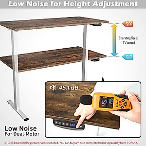 TOPSKY Dual Motor Electric Adjustable Standing Computer Desk White Frame with 58.3’’x26.8’’ Oak Board