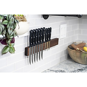 (Set of 2) Walnut Magnetic knife holder for wall 18inch /knife magnetic strip for knives.Magnet knife holder- magnetic knife holder with magnetic strip.Kitchen magnetic knife rack-magnetic tool holder