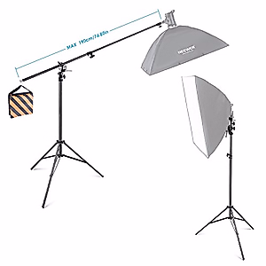Neewer 13feet/390cm Two Way Rotatable Aluminum Adjustable Tripod Boom Light Stand with Sandbag for Studio Photography Video