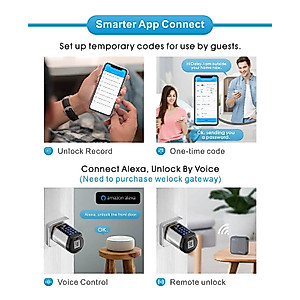 WELOCK Safer Keyless Entry Door Lock Deadbolt, Smart Bluetooth Locks Deadbolt Digital Electric Door Lock with Keypad APP Control IC Card Mechanical Key, Easy to Install