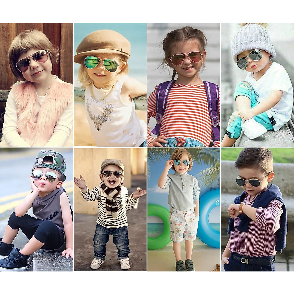 JOVAKIT Kids Small Polarized Aviator Sunglasses for Girls and Boys Age 4-16 (Black/Grey)