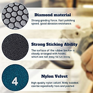 7 Packs Dry Diamond Polishing Pads 4 Inch with 5/8”-11 Rubber Backer Pad 6PCS Dry Polish Pad Kit 50-2000 Grit for Drill Grinder Polisher Granite Marble Concrete Stone Countertop Quartz Polishing