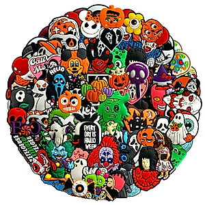 Jibicharrm 50 100 Pcs Random Halloween Shoe Decoration Charms Horror Spooky PVC Charms for Kids' Shoes, Boys, Girls, Nightmare Before Christmas Themed (100)