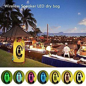 ztarx Waterproof Dry Bag Speaker, Dry Bag Backpack with Bluetooth Speaker Solar Powered and USB Powered 20L Roll Top Dry Sack Keeps Gear Dry for Kayaking, Rafting, Boating,Camping (Yellow-2.1)