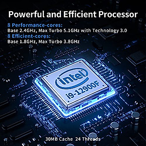 msecore Mini Gaming PC, Desktop Computer with Powerful i9-12900F 16 Cores Upto 5.1GHz, RTX3060 12G Graphics Card, 64G RAM 2T PCIE 4.0 SSD, Dual NIC, Optical, Four Display, WiFi 6, Windows 11 Pro