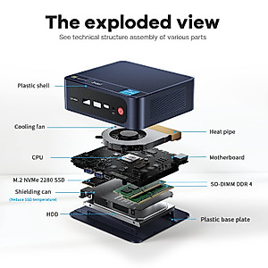 Beelink SEI11 Mini PC 11th Generation Intel i5-11320H Processor (up to 4.5GHZ),Mini Computer with 16GB DDR4 RAM 500GB M.2 2280 NVME SSD,/4K 60FPS/Dual HDMI/WiFi6/BT5.2,Auto Power On